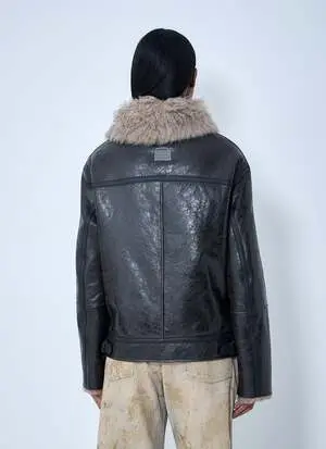 Acne Studios Leather Shearling Jacket - Gray