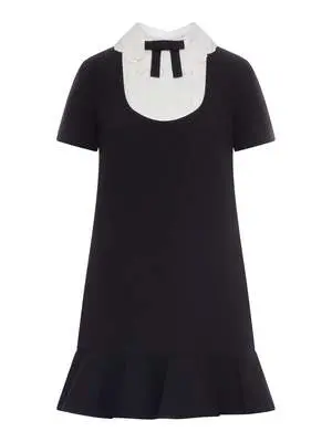 SELF-PORTRAIT Crepe Lace Bib Mini Dress