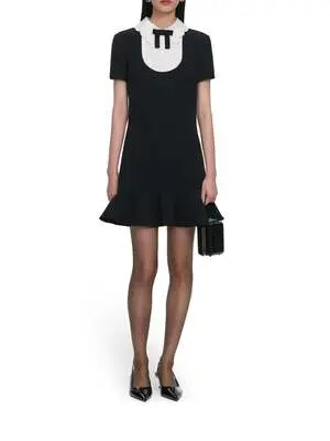 SELF-PORTRAIT Crepe Lace Bib Mini Dress