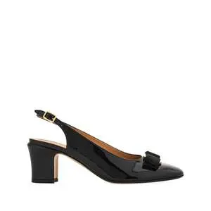 FERRAGAMO Patent Leather Slingback Pumps With Bow Detail - Black