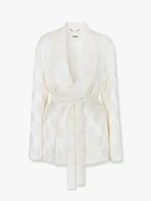 Fendi Jacquard Silk Blazer With Floral Motif - Multicolor