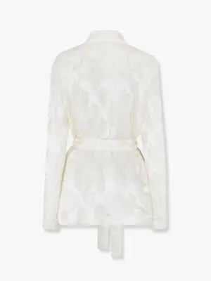 Fendi Jacquard Silk Blazer With Floral Motif - Multicolor