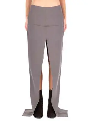 Rick Owens Long Skirt With Center Slits 100% Wool - Gray