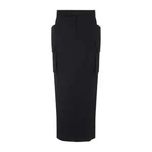 Rick Owens Virgin Wool Midi Skirt With Cargo Pockets