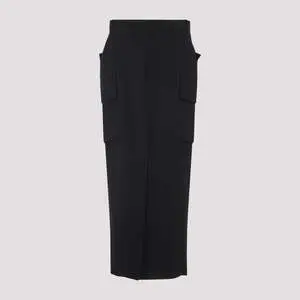 Rick Owens Virgin Wool Midi Skirt With Cargo Pockets