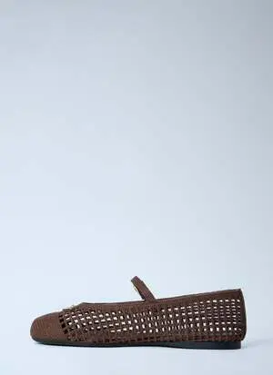 Prada Crochet Knit Ballerina Flats With Side Buckle