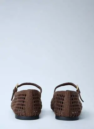 Prada Crochet Knit Ballerina Flats With Side Buckle