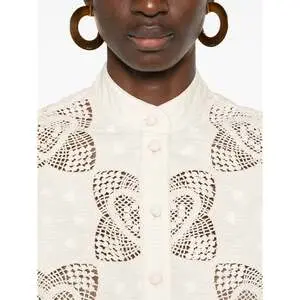 Zimmermann Crochet Heart Short Sleeve Blouse