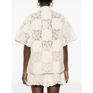 Zimmermann Crochet Heart Short Sleeve Blouse