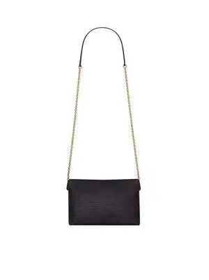 Saint Laurent Cassandre Logo Leather Shoulder Bag - Black