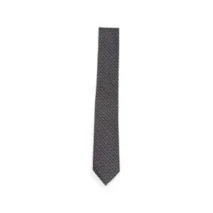 FERRAGAMO Gancini Pattern Silk Neck Tie - Blue