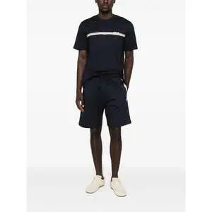 BOSS Navy Cotton Track Shorts With Logo Detail