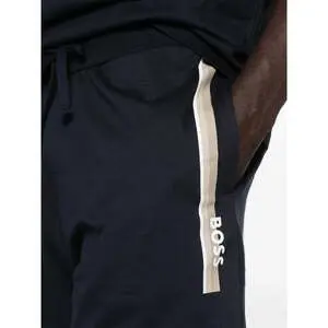 BOSS Navy Cotton Track Shorts With Logo Detail