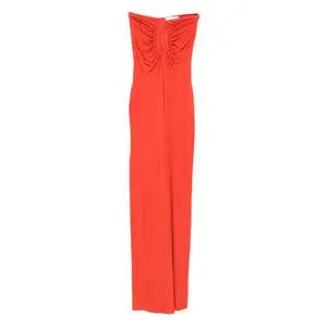 Christopher Esber Strapless Plunge Neckline Gathered Bodice Maxi Dress - Red