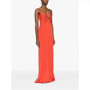 Christopher Esber Strapless Plunge Neckline Gathered Bodice Maxi Dress - Red