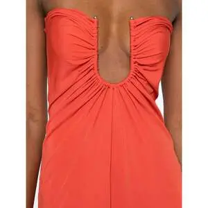 Christopher Esber Strapless Plunge Neckline Gathered Bodice Maxi Dress - Red