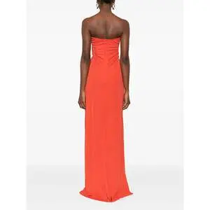 Christopher Esber Strapless Plunge Neckline Gathered Bodice Maxi Dress - Red