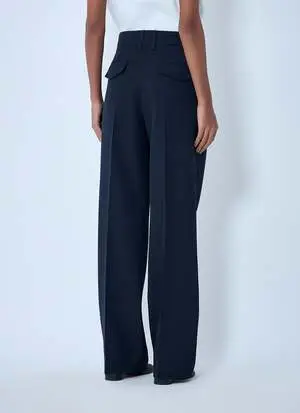 JIL SANDER High-waisted Pleated Wide-leg Wool Trousers