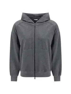 Brunello Cucinelli Cotton Hoodie With Double-slider Zip - Gray