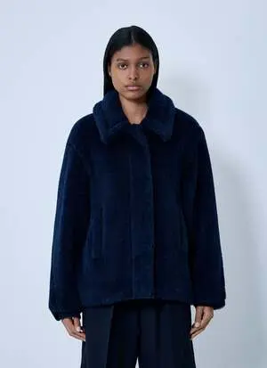 Max Mara Textured Wool And Silk Blend Coat - Blue