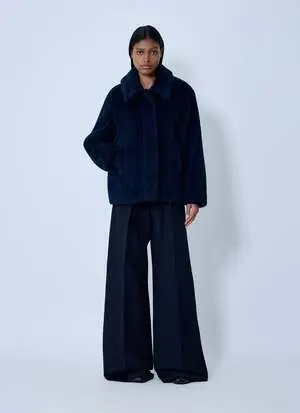 Max Mara Textured Wool And Silk Blend Coat - Blue