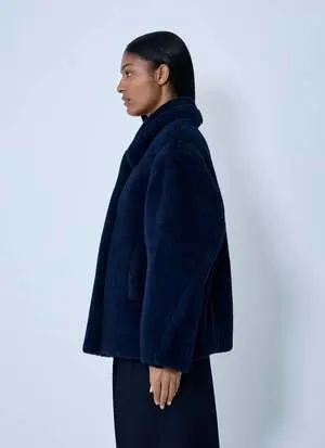 Max Mara Textured Wool And Silk Blend Coat - Blue