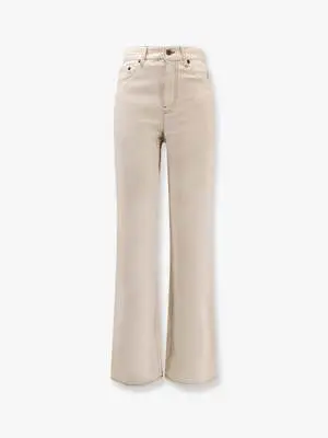 Burberry Beige Cotton Blend Flared Leg Jeans