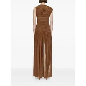 Christopher Esber Asymmetrical Ruched V-neck Gown - Brown