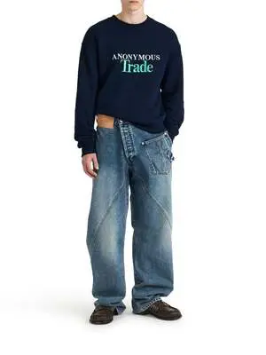 JW Anderson Twisted Denim Jeans With Off-center Closure - Multicolor
