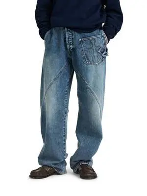 JW Anderson Twisted Denim Jeans With Off-center Closure - Multicolor