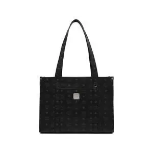 Mcm Visetos Monogram Canvas Tote Bag - Black