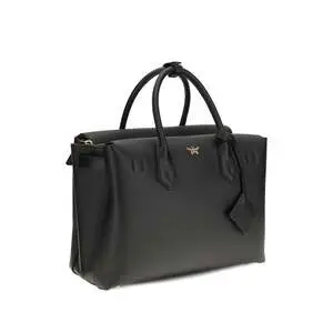 Mcm Calf Leather Tote Bag With Gold-tone Hardware