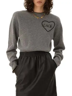 Chloé Cropped Wool Knit Sweater With Logo Detail