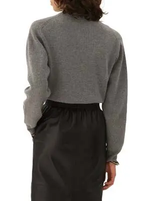 Chloé Cropped Wool Knit Sweater With Logo Detail