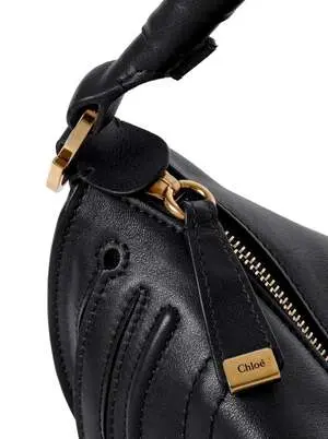 Chloé Mini Marcie Shoulder Bag In Soft Leather - Black