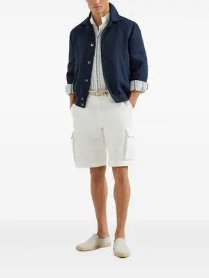 Brunello Cucinelli Linen And Silk Blend Blouson Jacket - Multicolor