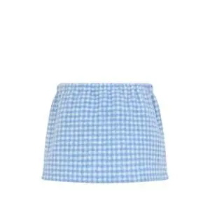 Miu Miu A-line Skirt With Check Pattern And Embroidered Logo