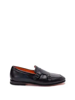 Santoni Monk Strap Loafers In Calf Leather - Multicolor