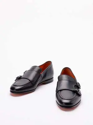 Santoni Monk Strap Loafers In Calf Leather - Multicolor