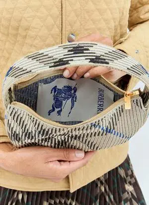 Burberry Check Mini Knitted Shoulder Bag - Cream