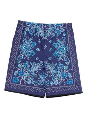 Gucci Blue Cotton Bandana Print Drawstring Shorts