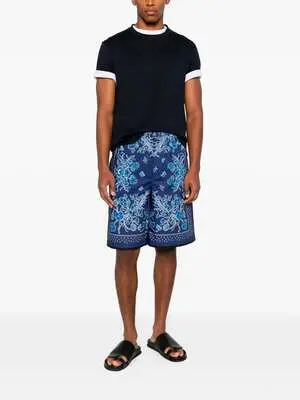 Gucci Blue Cotton Bandana Print Drawstring Shorts