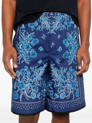 Gucci Blue Cotton Bandana Print Drawstring Shorts