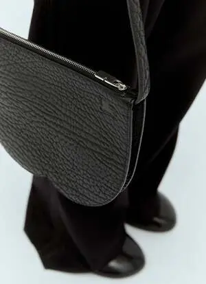 Burberry Chess Pouch Shoulder Bag In Pebble-grain Leather - Black