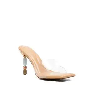 Cult Gaia Beaded Stiletto Heel Square Toe Mules