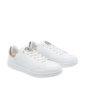 Burberry Leather Lace-up Sneakers With Check Print Detail - White