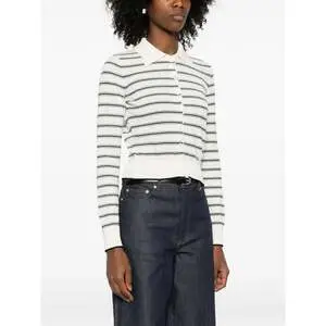 A.p.c. Striped Cotton Knit Cardigan - White