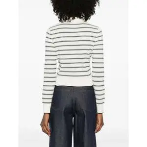 A.p.c. Striped Cotton Knit Cardigan - White