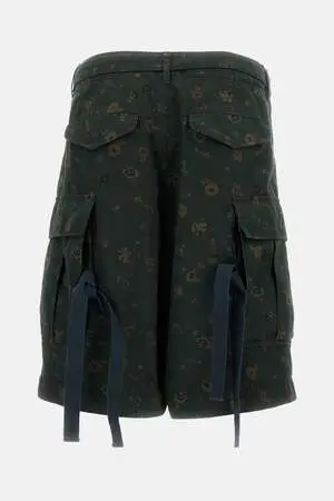 Sacai Floral Print Cotton Cargo Bermuda Shorts - Multicolor