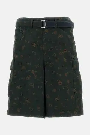 Sacai Floral Print Cotton Cargo Bermuda Shorts - Multicolor
